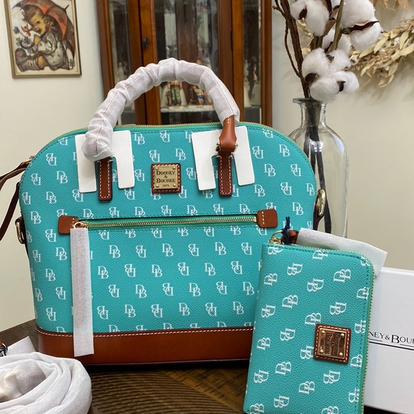 Dooney & Bourke | Bags | Dooney Bourke Logo Satchel With Matching Zip ...